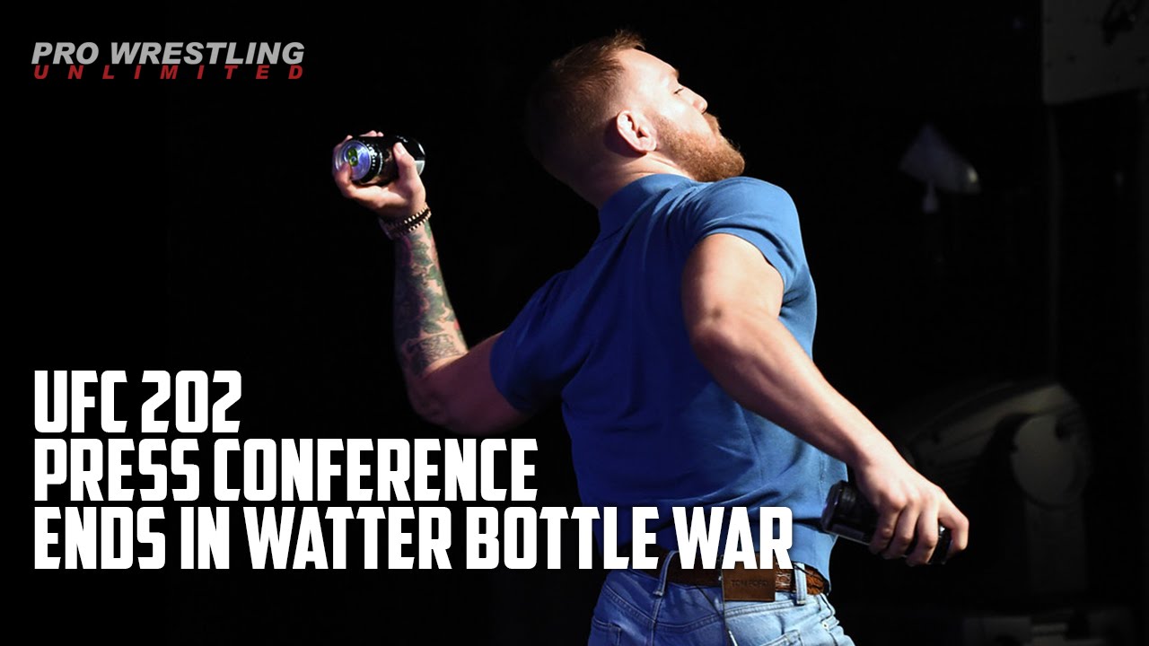UFC 202 Press Conference Ends In All Out Water Bottle War - YouTube