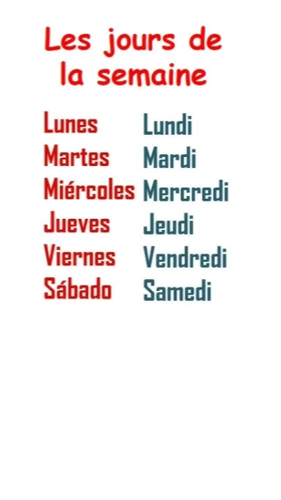 Apprendre les jour de la semaine en espagnol 👆 👌 - YouTube