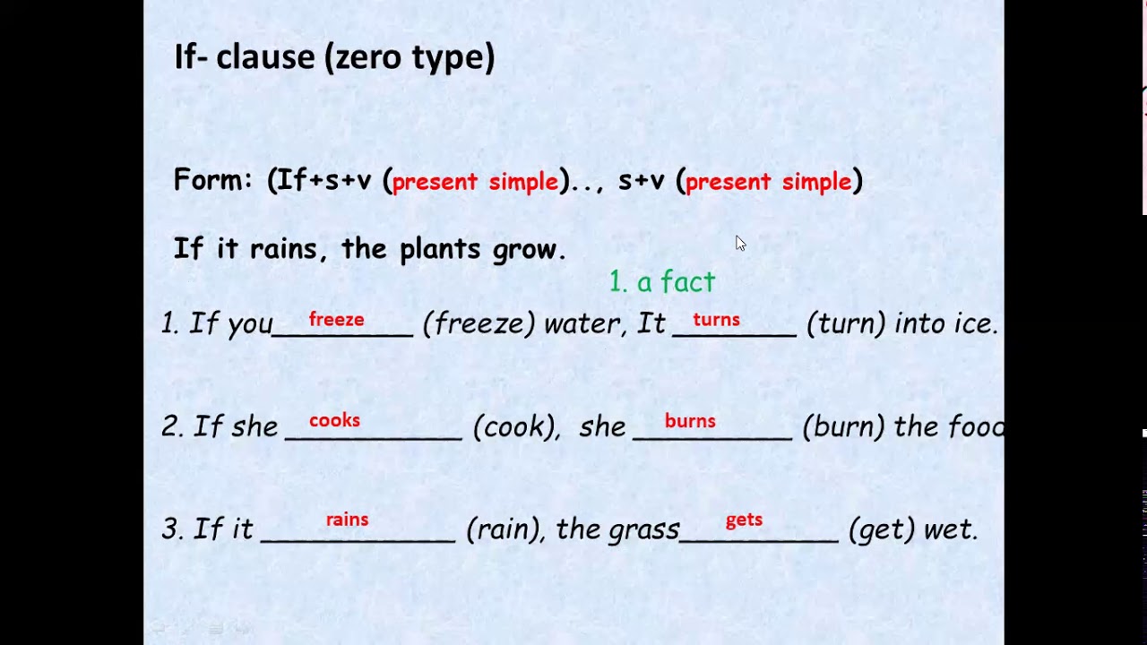 اللغة الانجليزية ٨ Grammar Part 1 If Clause Zero Type Youtube 2295