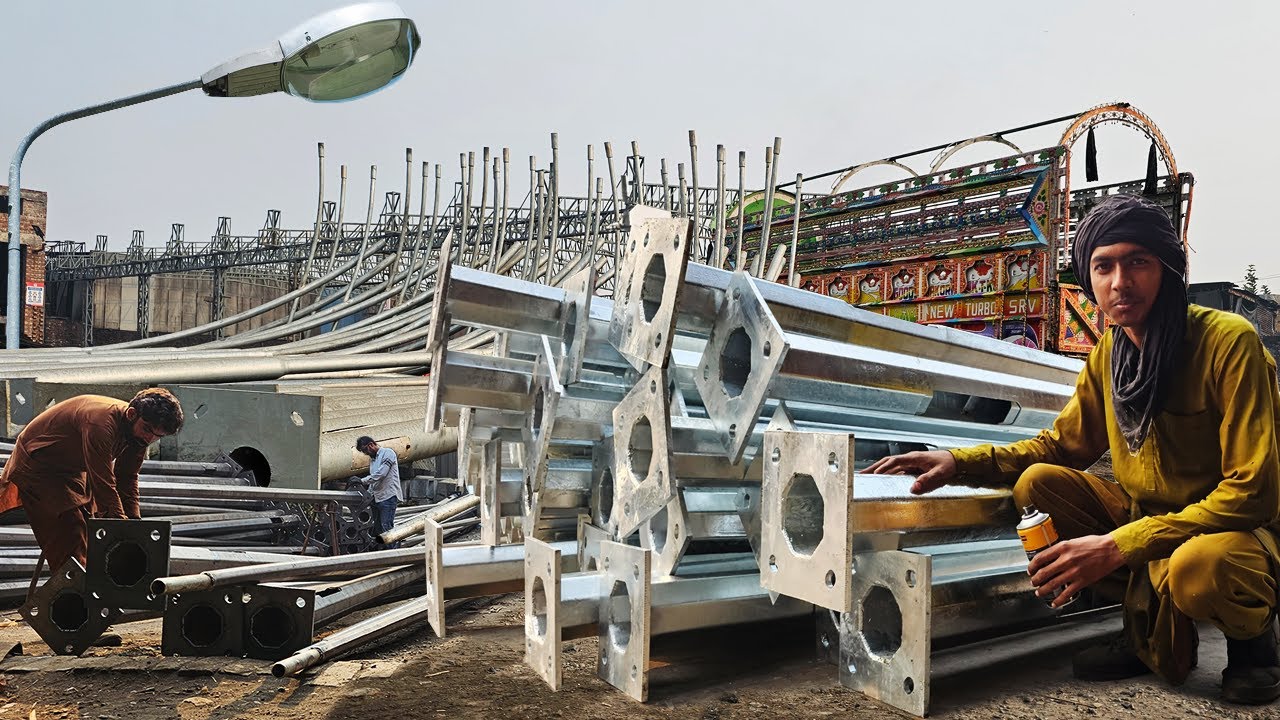 Amazing Process Of Making Street Light Poles - YouTube