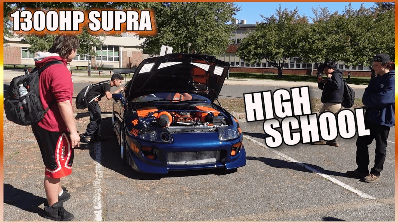 Taking my 1300HP Supra mk4 to High School - YouTube