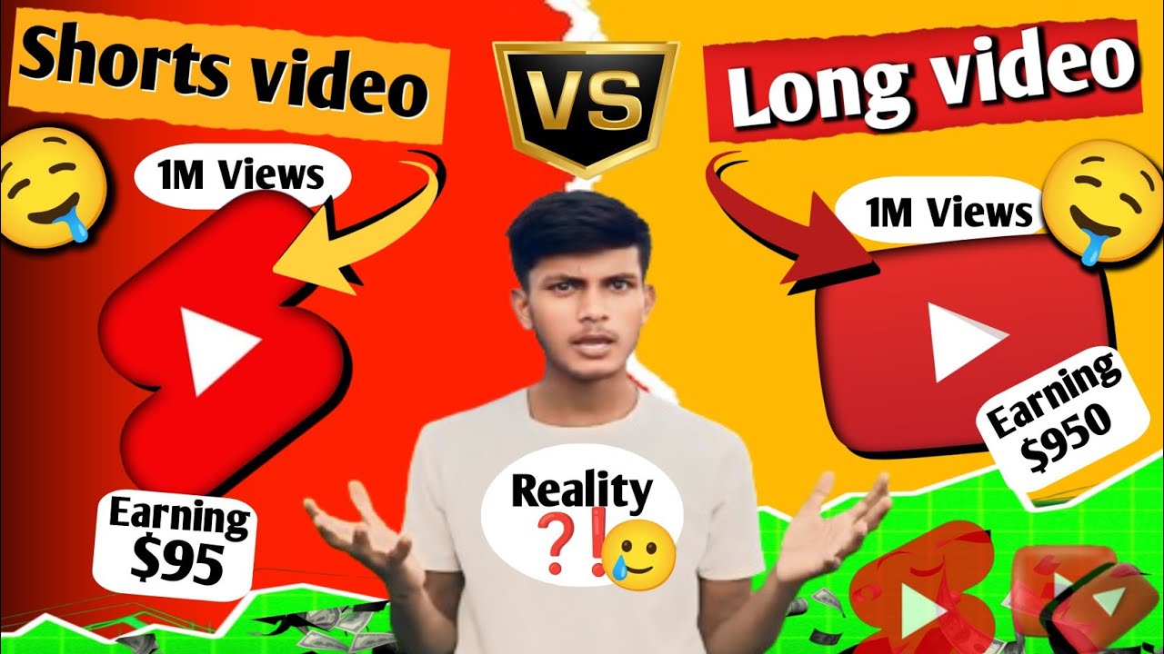 Shorts Earning Vs Long Video Earning | 1 Million Shorts Earning Vs 1 ...
