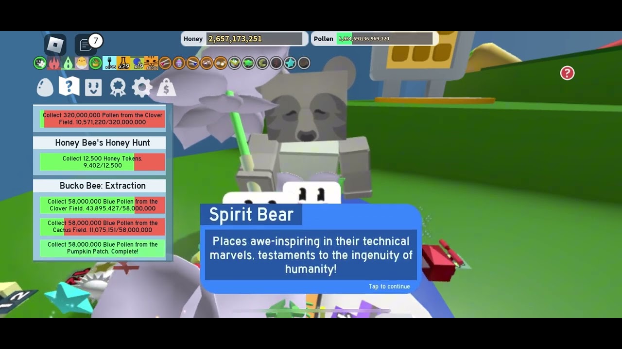 Completing my 24th Spirit bear quest (Bee Swarm Simulator) Roblox - YouTube