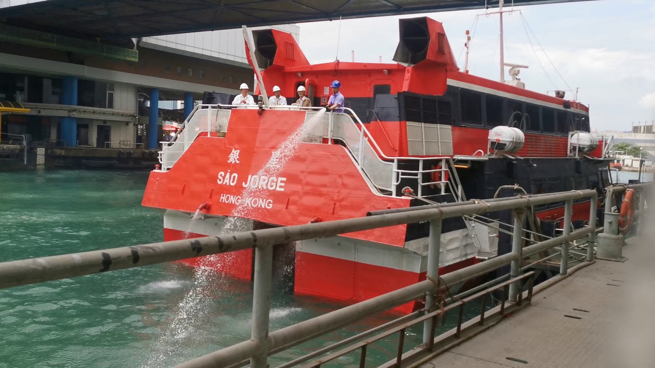 M/V SAO JORGE 銀星 (Boeing Jetfoil 929-100-006) Fire pump test - YouTube