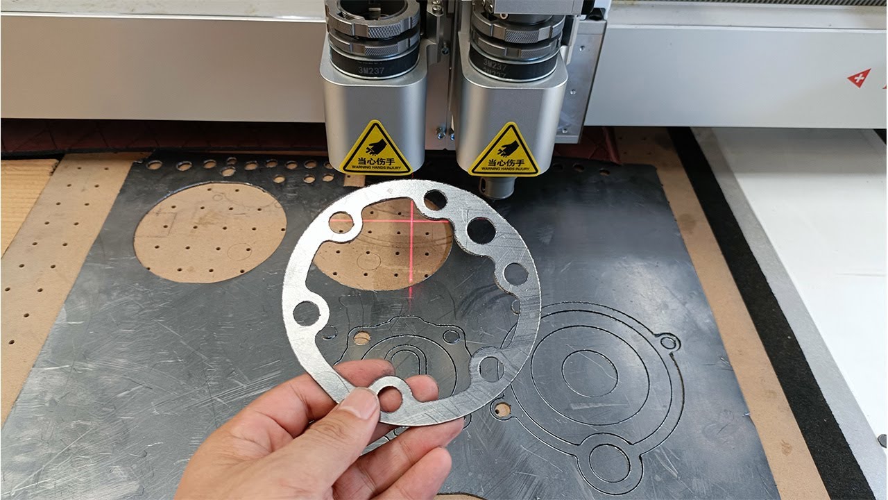Cutting 1mm Pure Graphite Gasket with AMOR CNC Gasket Cutting Machine ...