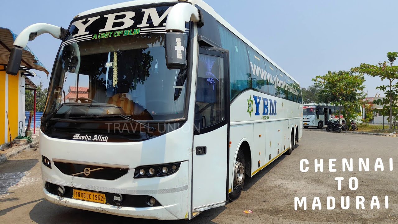 CHENNAI TO MADURAI Journey | AC BUS 2+2 SEATER | DAY TRAVEL IN YBM ...