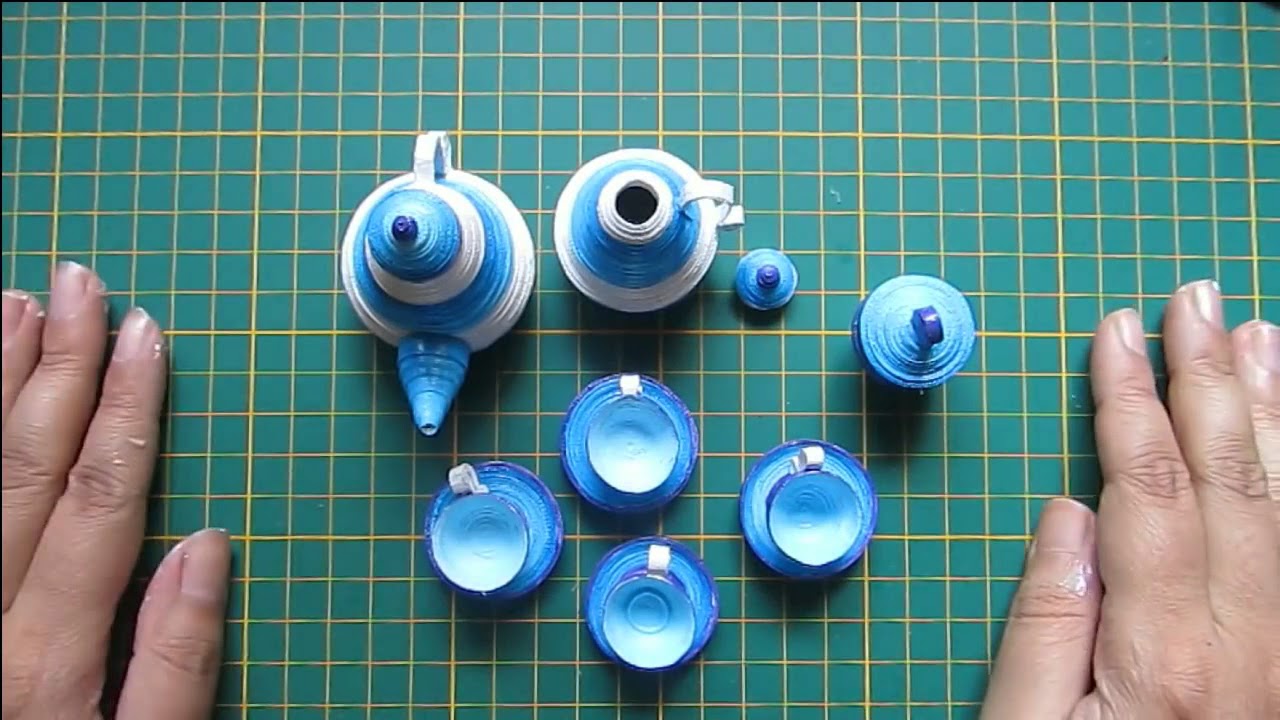 Quilled Miniature Tea set/ Miniature Tea Set/ Paper Tea Set - YouTube