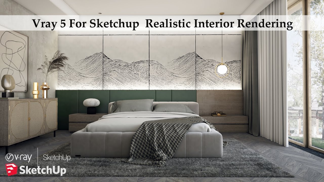 Vray 5 For Sketchup Realistic bed Room Interior Rendering Tutorial ...