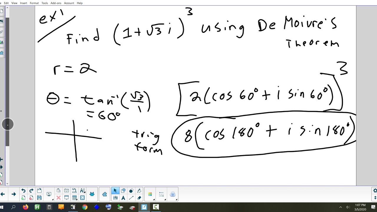8.4 DeMoivre's Theorem & Complex Roots 3-5-20 - YouTube