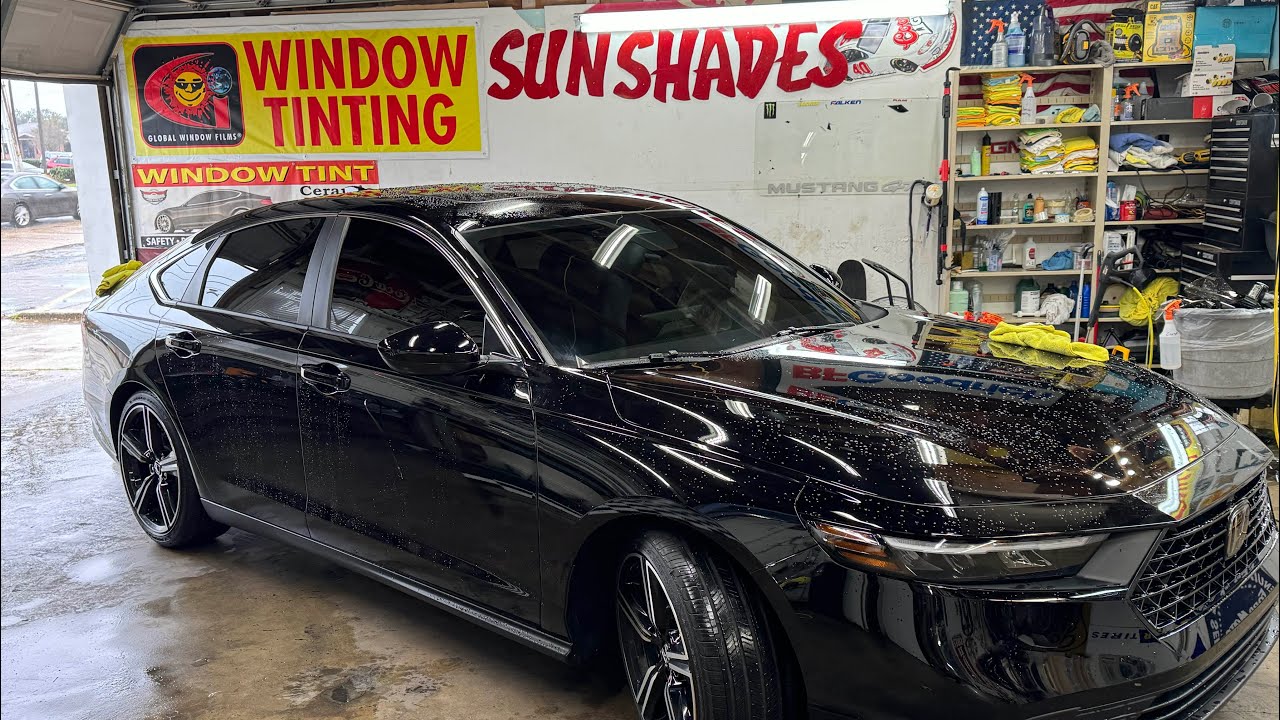 Window tinting on a 2024 Honda Accord hybrid, sport, ceramic limo - YouTube