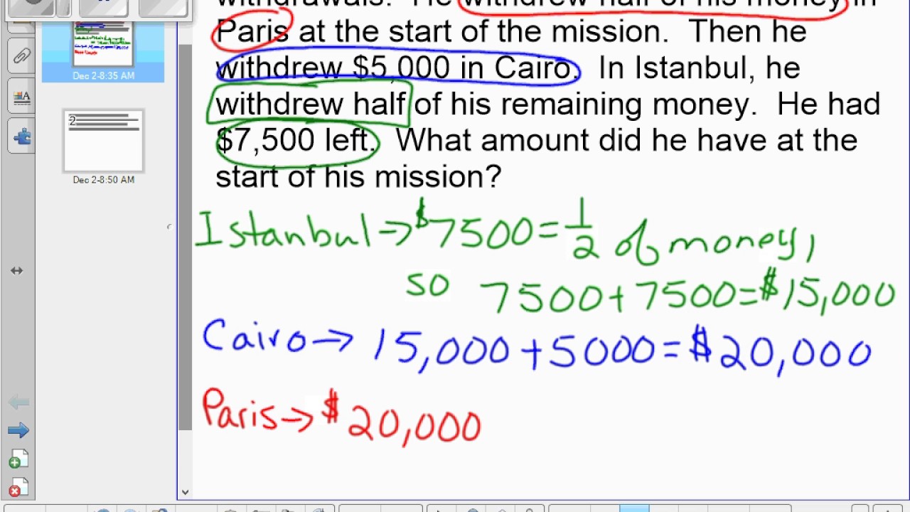 Chapter 4 7 Problem Solving Working Backwards - YouTube