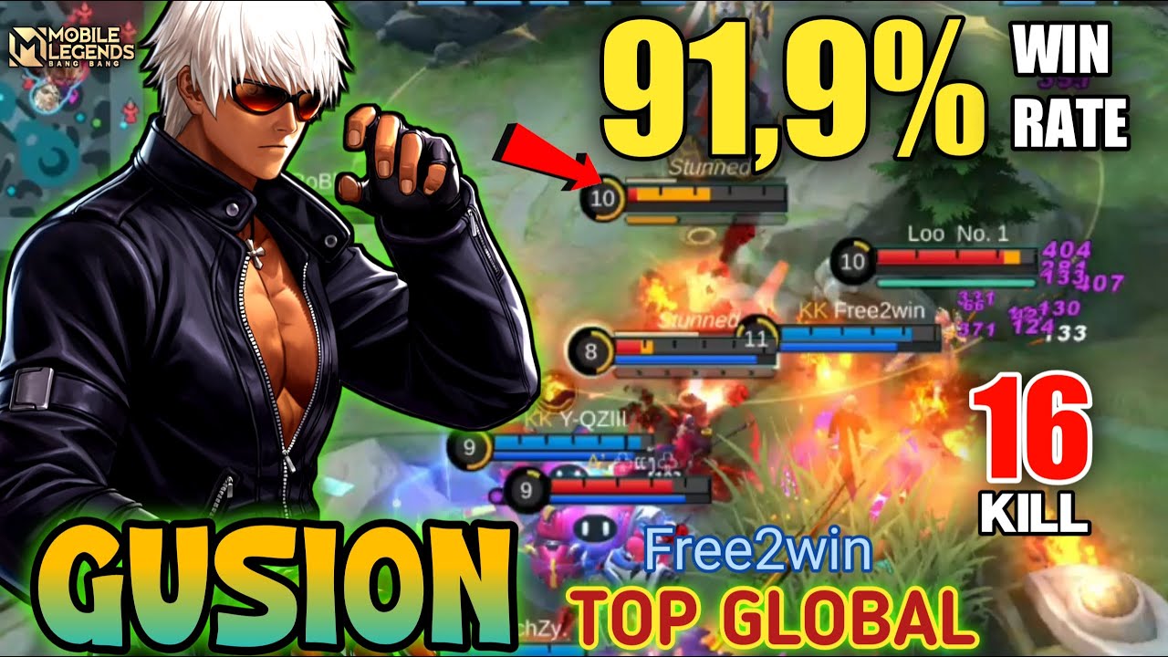 91,9%WINRATE ! GUSION JUNGLER ! GUSION BEST BUILD ! Top Global Gusion ...