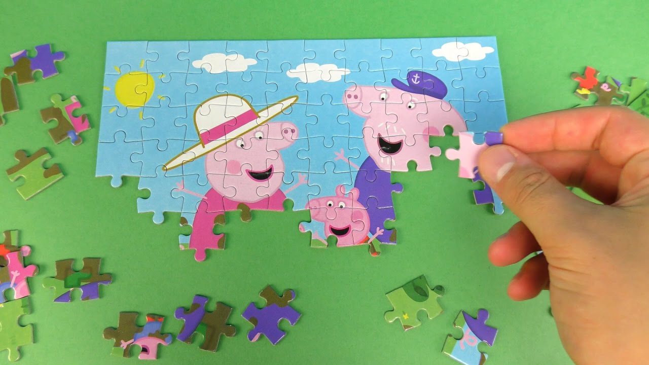 Pig Muddy Puddles for kids. We collecting puzzle - YouTube