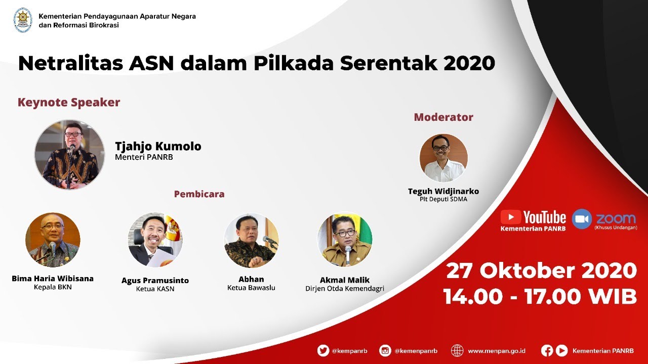 [LIVE] Webinar Netralitas ASN dalam Pilkada Serentak 2020 - YouTube