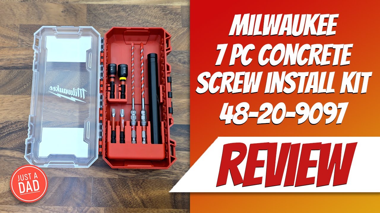 Milwaukee 7 PC Concrete Screw Install Kit 48-20-9097 - YouTube