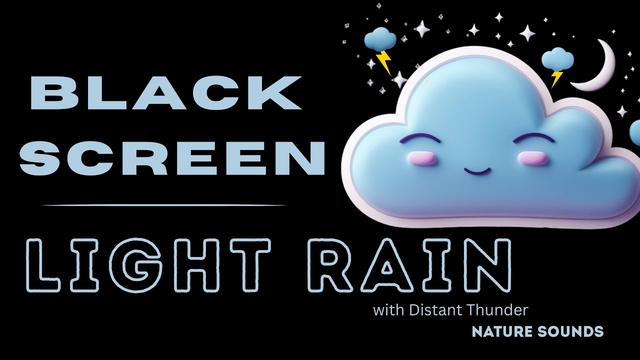 Light Rain with Distant Thunder | Black Screen | 10 Hours - YouTube