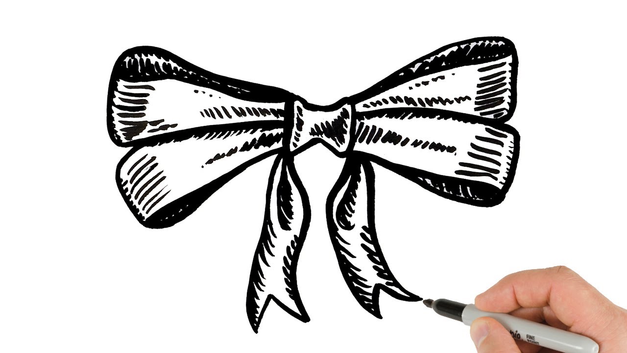 How to Draw a Bow | Easy Ink Drawing Tutorial - YouTube