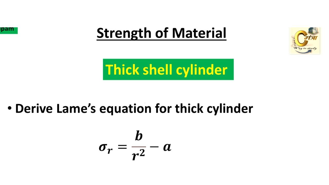 Derive Lame’s equation for thick cylinder. - YouTube