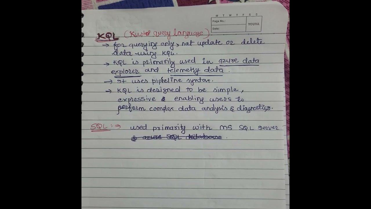 Difference between KQL and SQL#NoUpdateDeleteUsingKQL - YouTube