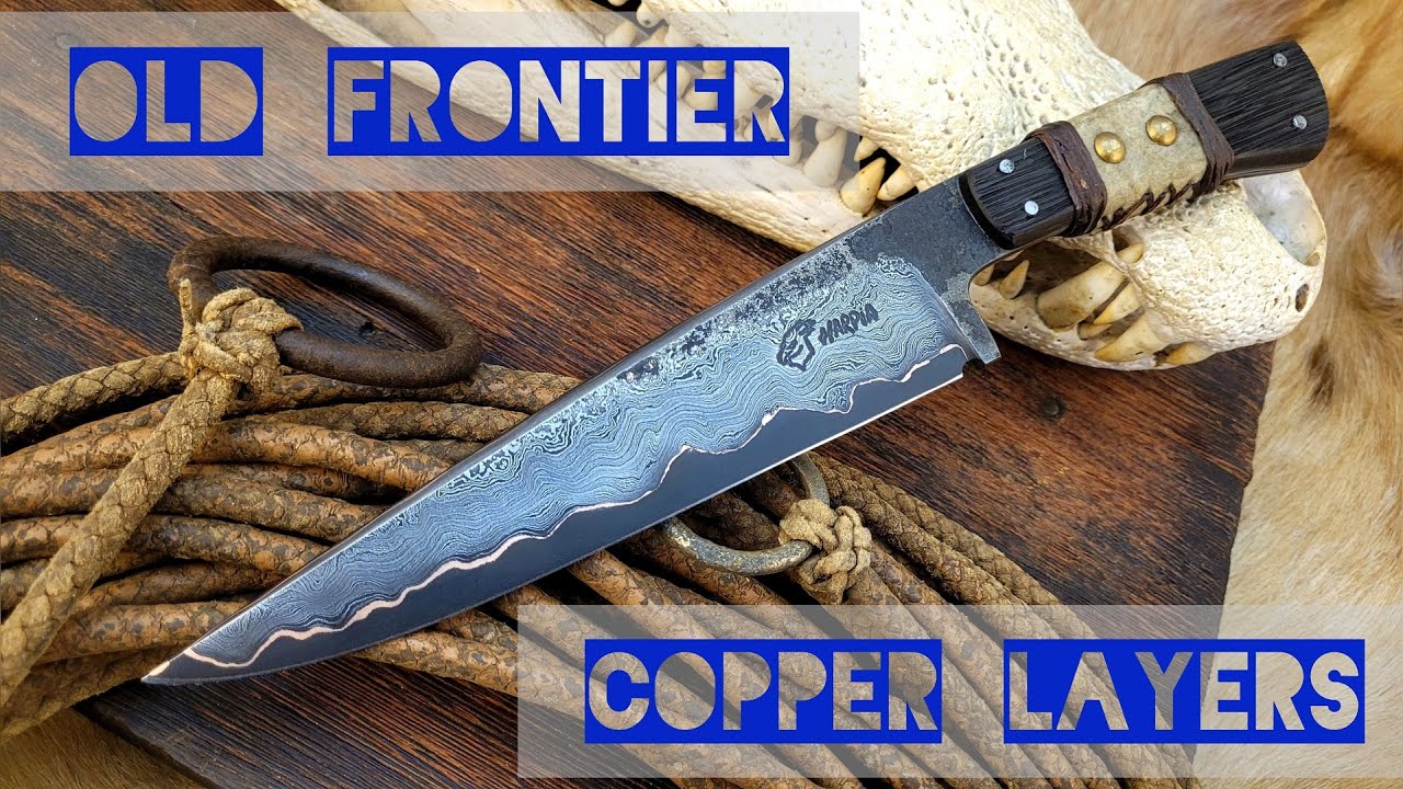 Old frontier inspired knife with copper layers - YouTube
