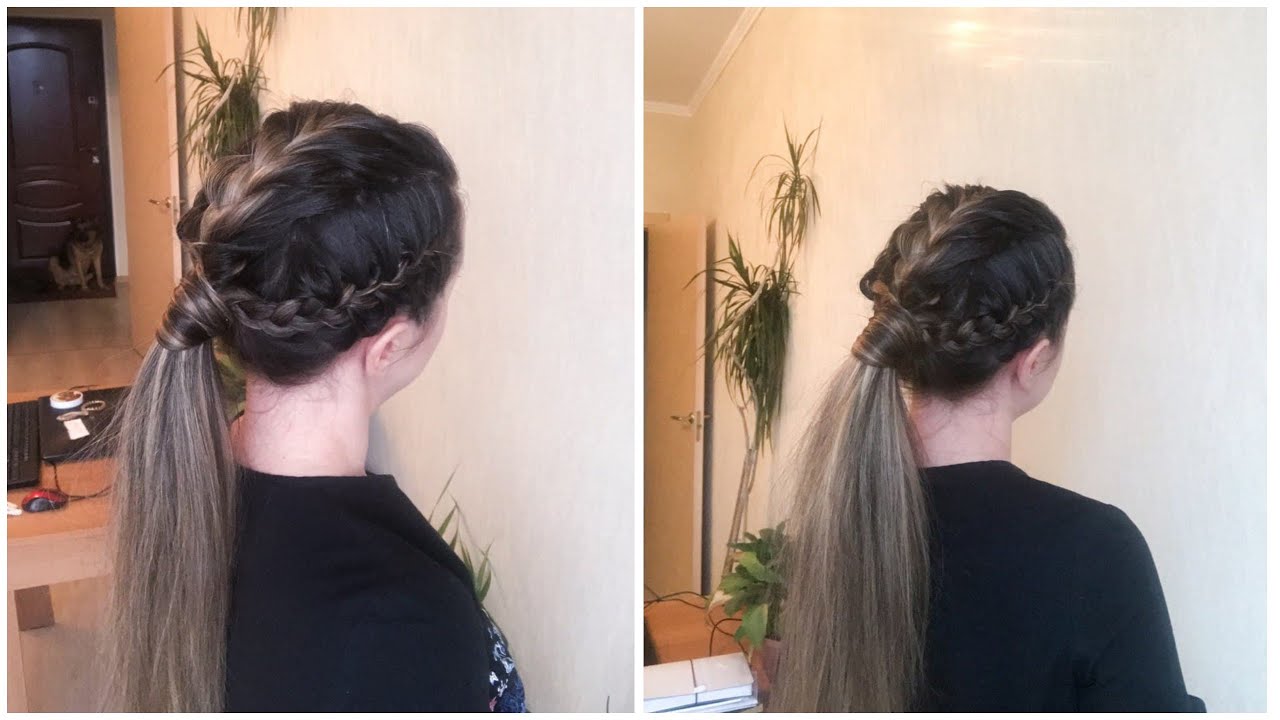 3 косы и хвост // Triple Mohawk Braided Ponytail - YouTube