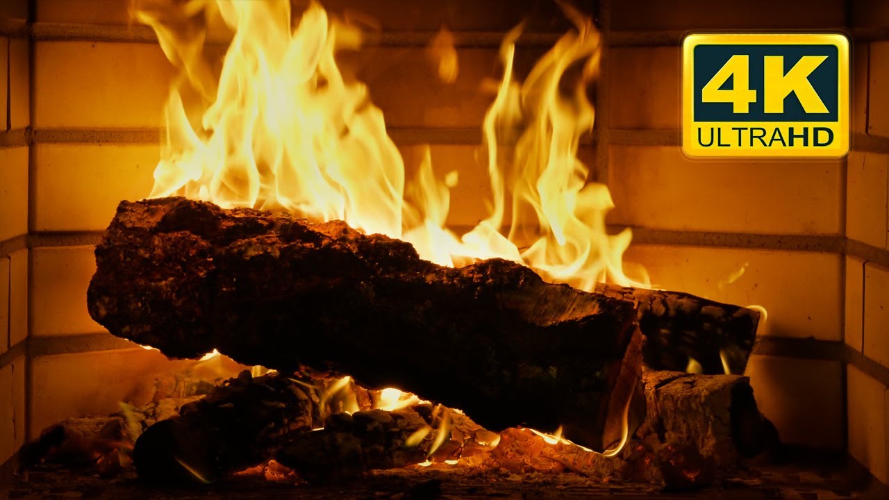 🔥 Cozy Night with Fireplace 4K (12 HOURS). Fireplace Ambience. Relaxing ...