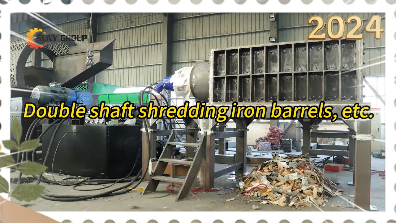 Double shaft shredder shreds iron barrels, etc. as well as overload ...