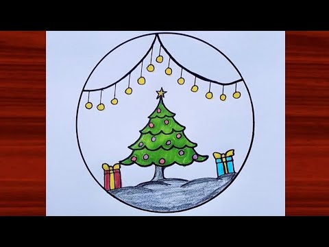 Merry Christmas Drawing🌲| Happy Christmas festival drawing🎅| Easy ...