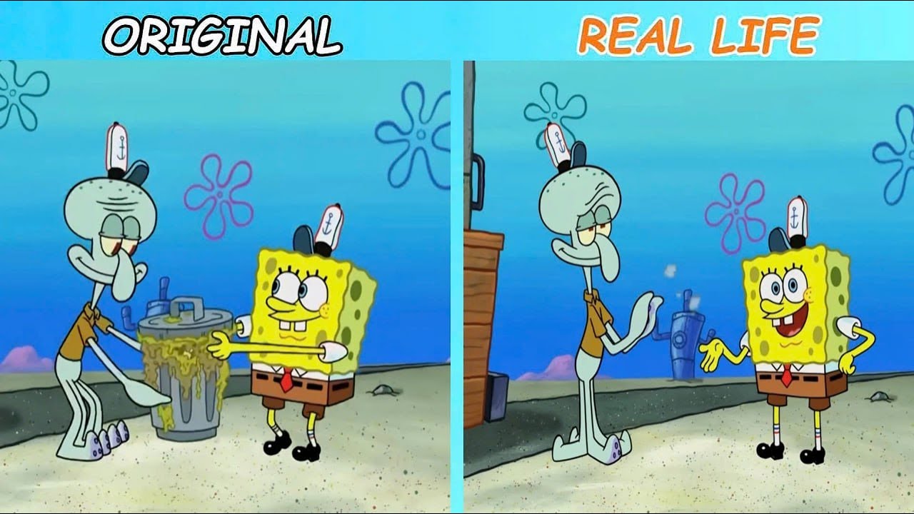 SpongeBob Squidward Tentacles | SpongeBob Original vs Real life ...