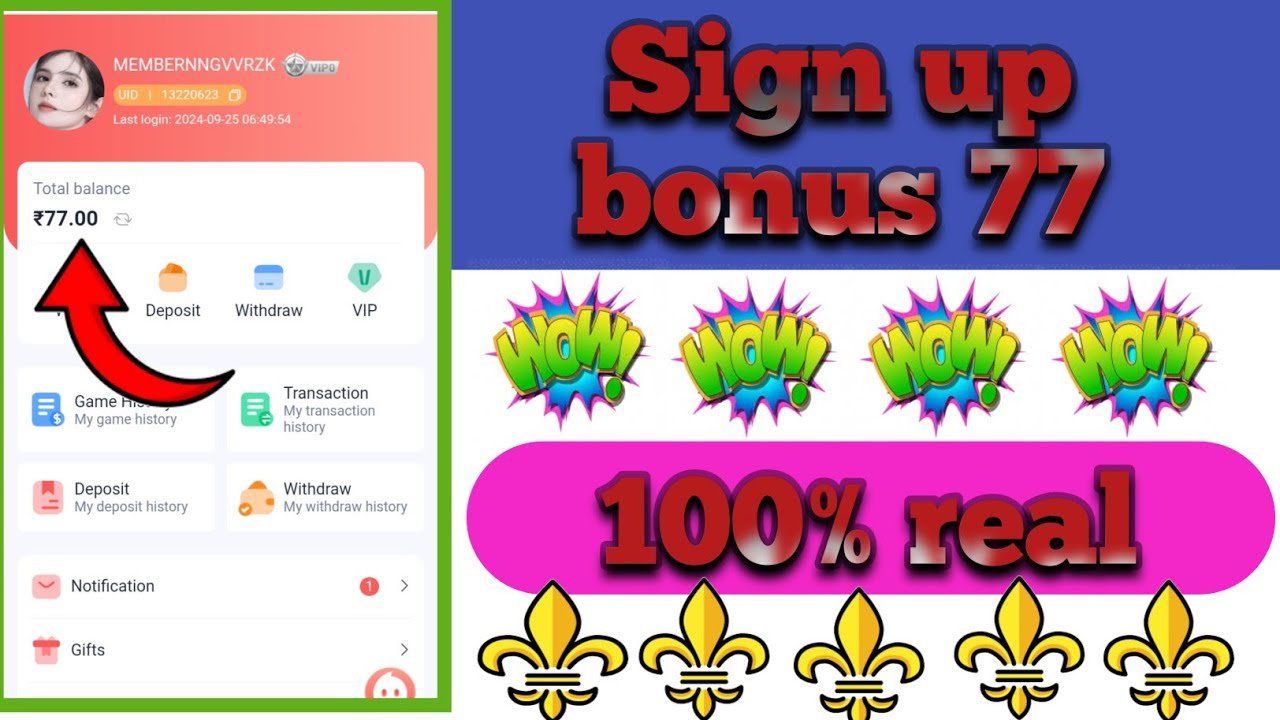 77 bonus colour prediction || new lottery game with sign up bonus 58 ...