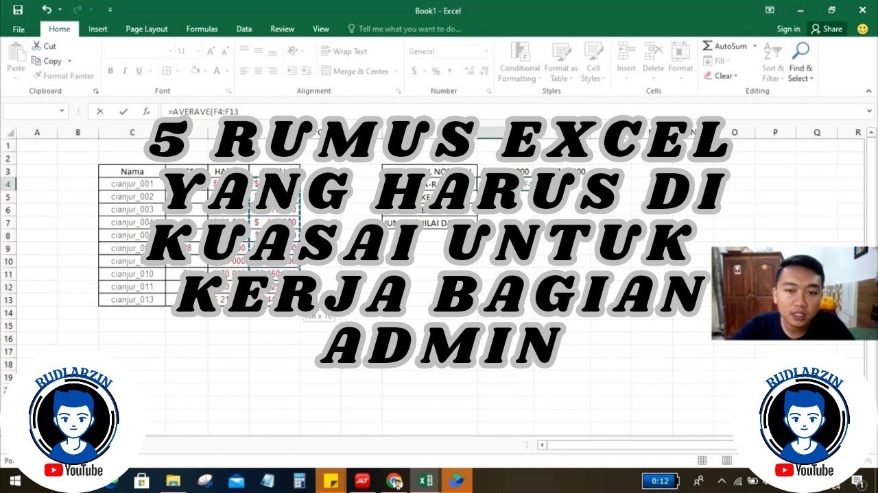 5 RUMUS EXCEL YANG HARUS DI KUASAI UNTUK KERJA ADMIN #excel #TUTORIAL - YouTube
