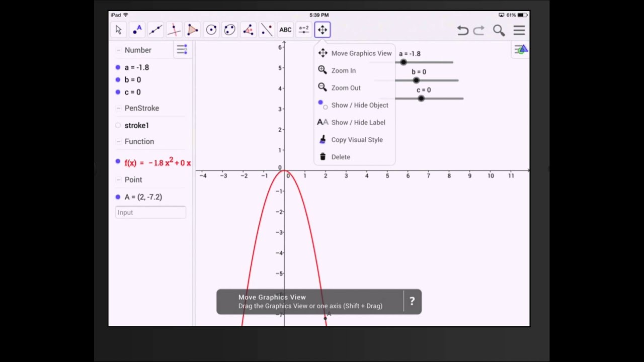 GeoGebra- Parabola Families- GeoGebra on iPad - YouTube