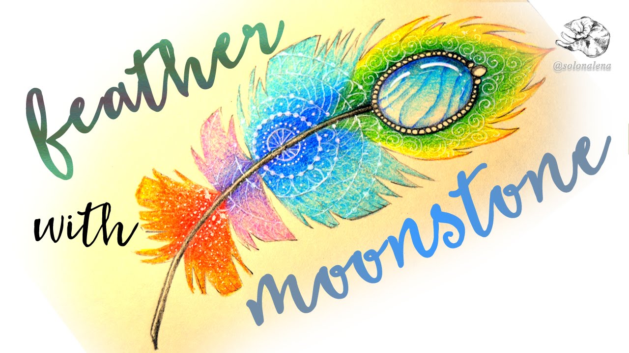 Rainbow Feather with Moonstone | How to Draw a Gem with Colored Pencils ...