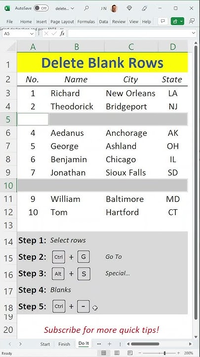 Delete Empty Rows Shortcut in Excel #shorts #excel - YouTube