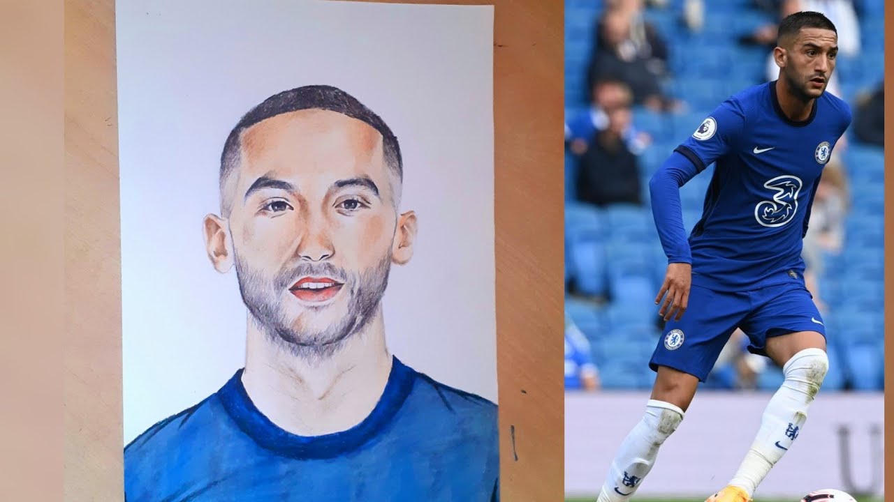 Drawing hakim ziyech | chelsea 2021 - YouTube