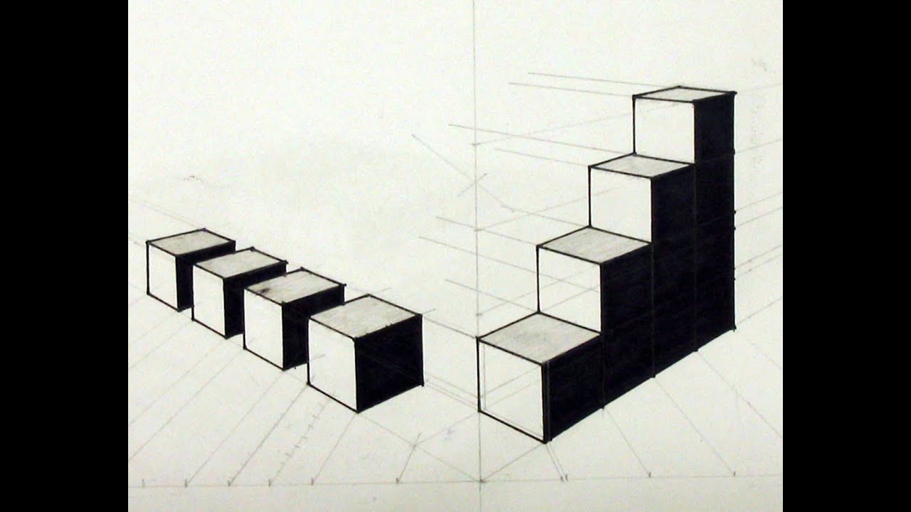 PERSPECTIVA CÓNICA CON CUBOS PLACAS Y BARRAS - YouTube