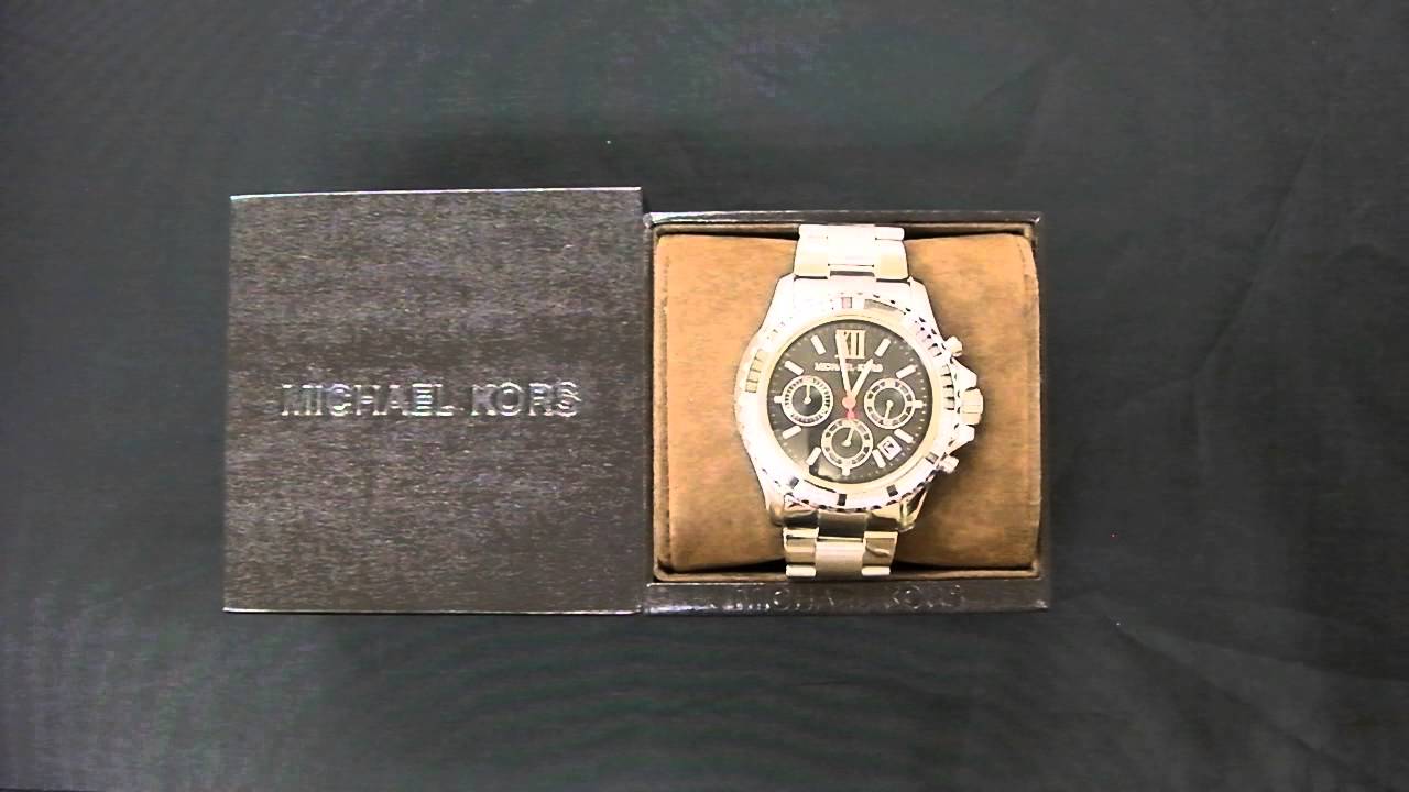 レディース腕時計 Michael Kors マイケルコース Everest Chronograph Black Dial Stainless ...