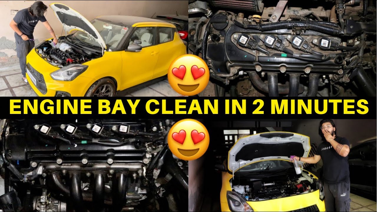 SUPER CLEAN CAR ENGINE BAY AT HOME ONLY IN 2 MINUTES | गाड़ी का इंजन ...