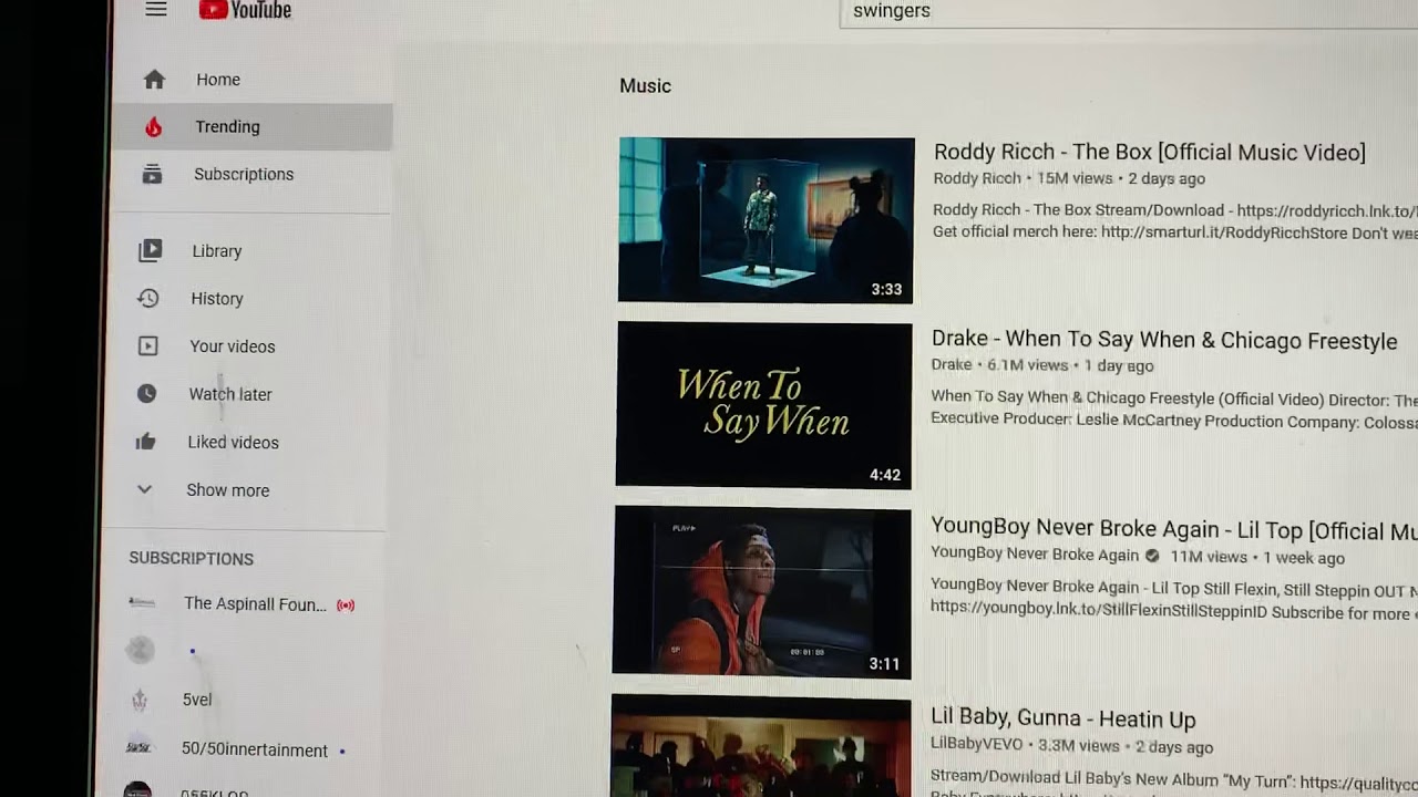 Checking YouTube trends for new Music - YouTube