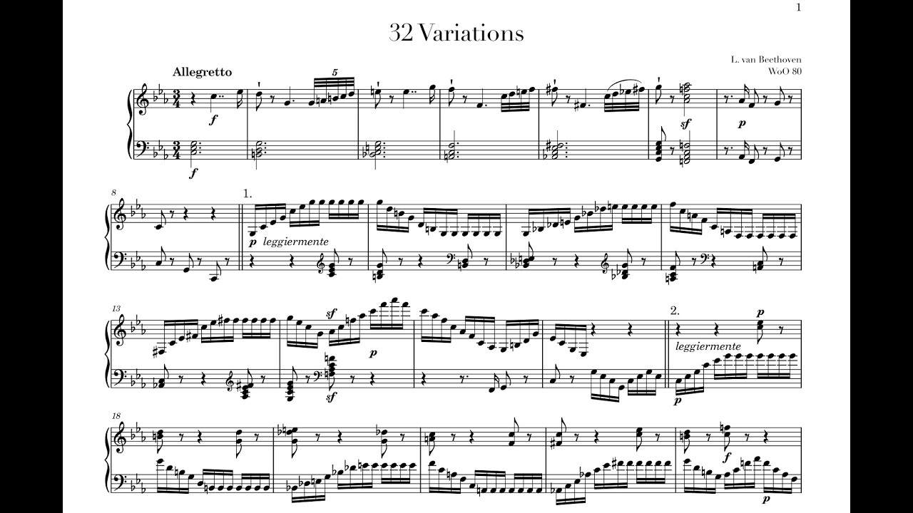 Beethoven - 32 Variations on an Original Theme in C minor, WoO 80 ...