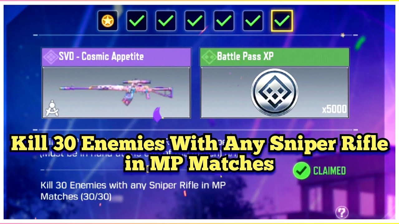 Call Of Duty Mobile Kill 30 Enemies With Any Sniper Rifle in MP Matches ...