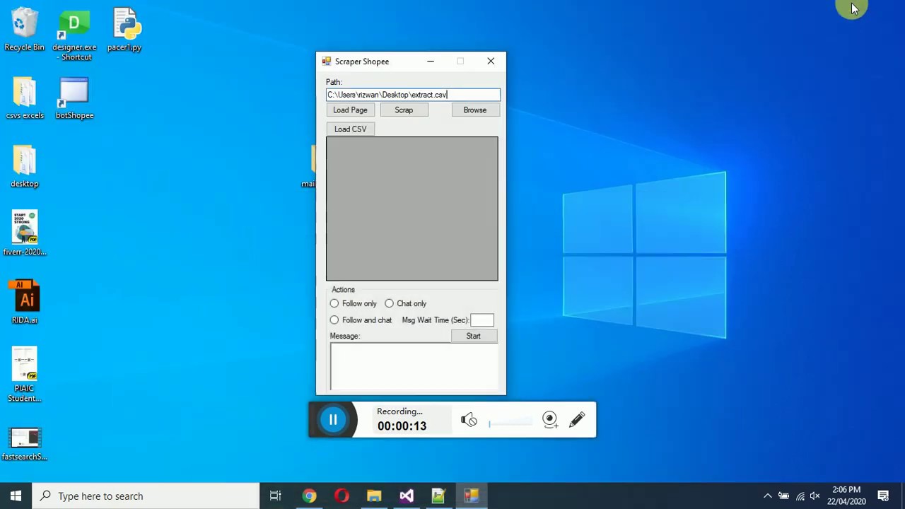 Bot for scrap shopee users and chat with shopee users and follow shopee ...