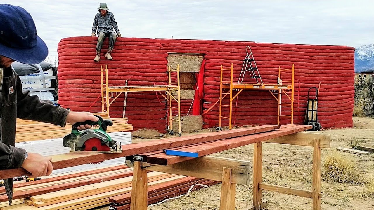 HYPERADOBE Tiny Home Build #2 FINISHING the Walls & Top Plate - YouTube