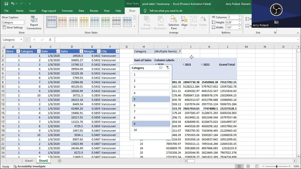 Filtering pivot tables using slicers and timelines/ how to make pivot chart in excel - YouTube