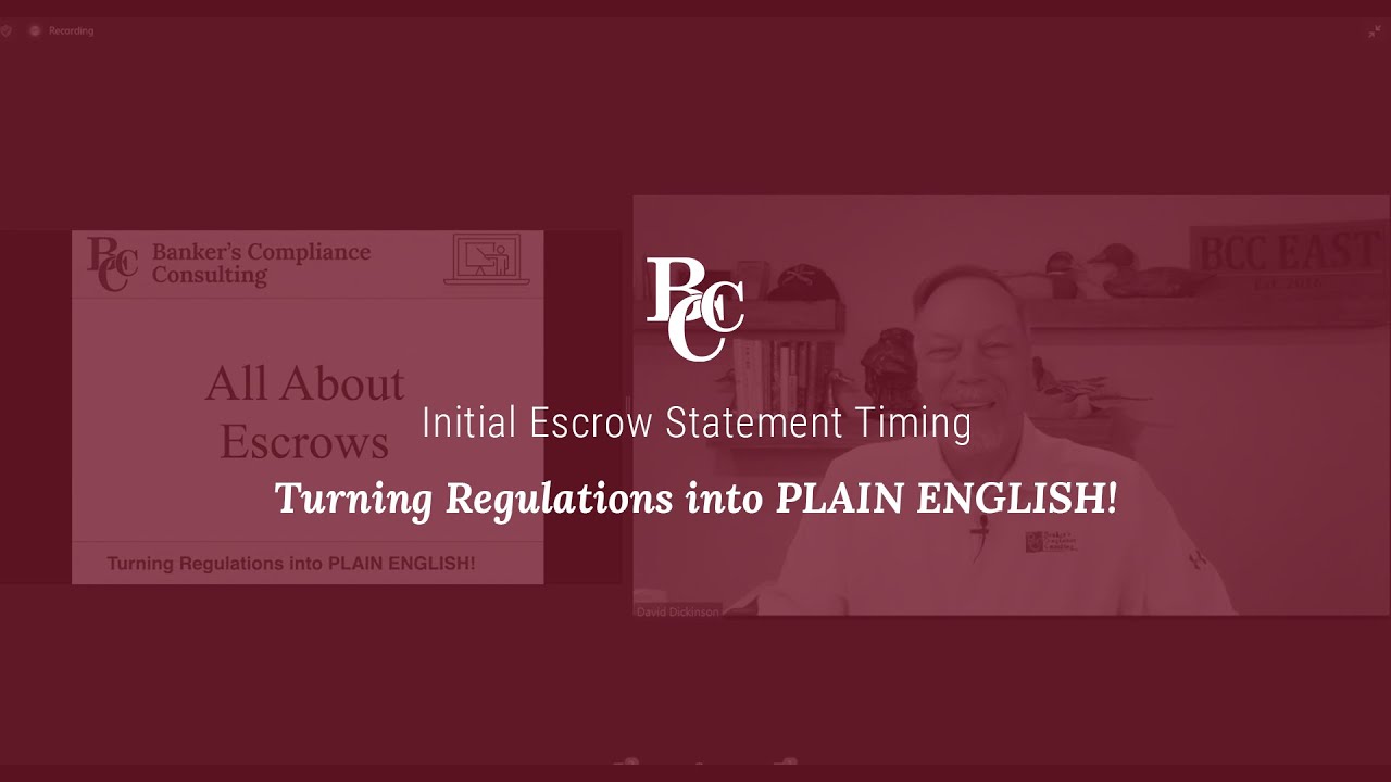 Initial Escrow Statement Timing - YouTube
