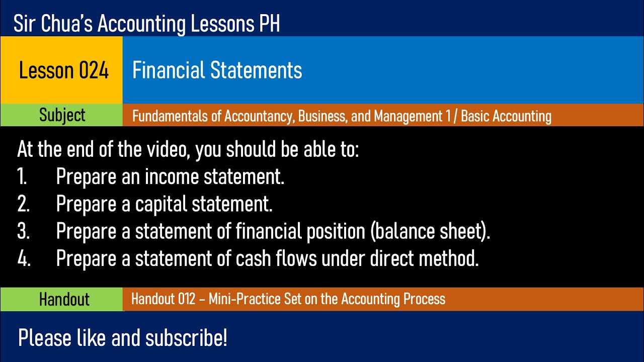 Lesson 024 - Financial Statements - YouTube