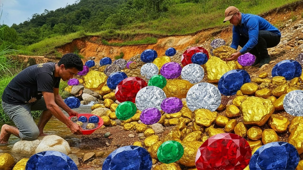 GOLD VDO# Dig up the hidden treasure at the riverbank! - YouTube
