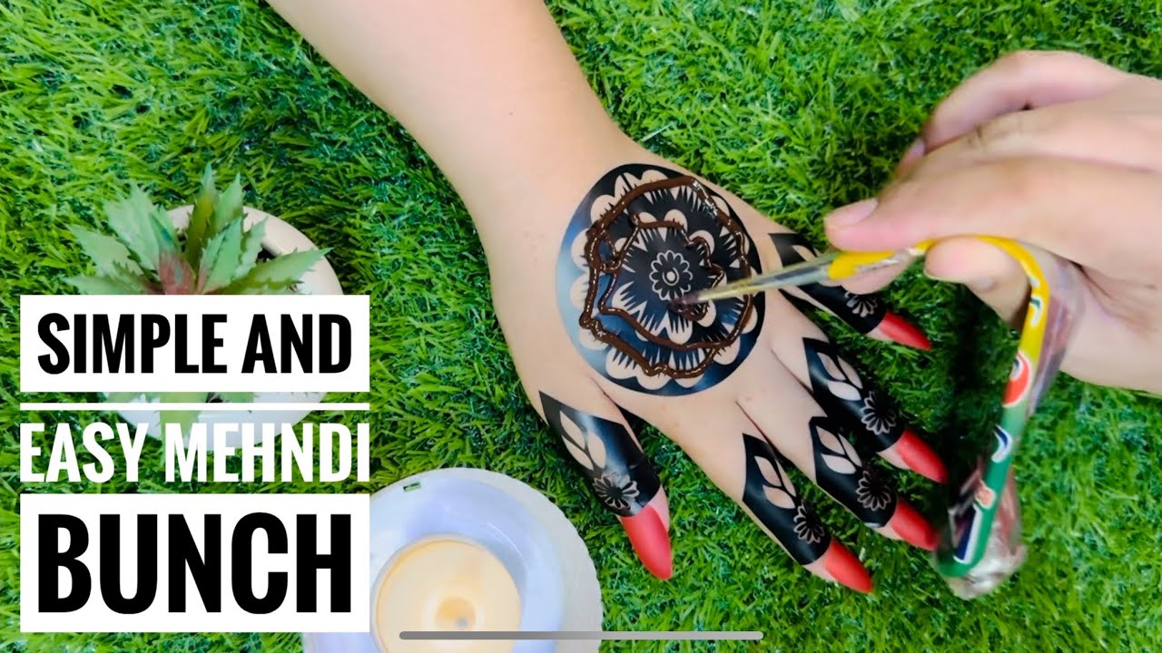 Simple and easy mehndi bunch design #stencils - YouTube