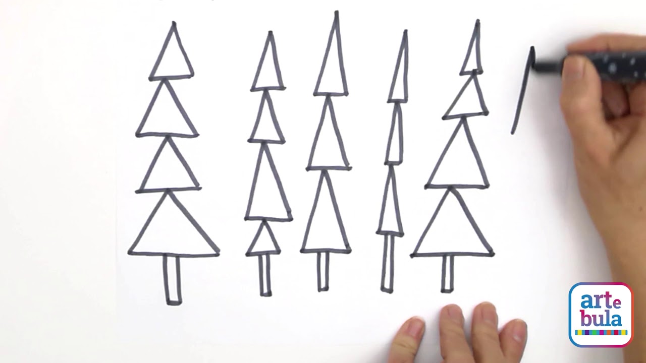 How to draw a forest using basic shapes - YouTube