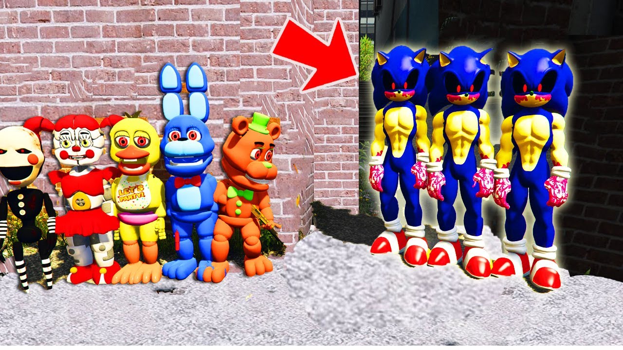 All ANIMATRONIC KIDS VS SONIC EXE ARMY Animatronics! GTA 5 Mods FNAF ...